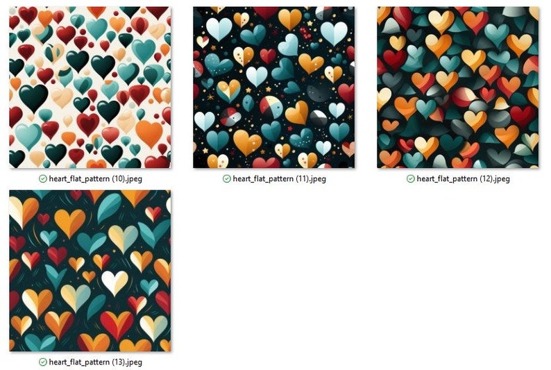 Love Heart Digital Paper Set, Scrapbooking Crafts Patterns, Seamless ...