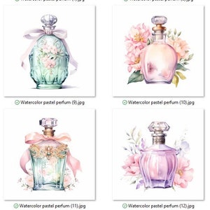 25 PNG Vintage Perfume Bottles Watercolor Clipart, Cute Art, Pastel ...