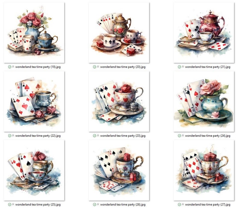 Watercolor Alice in Wonderland Clipart: Tea Party PNG Bundle (digital ...