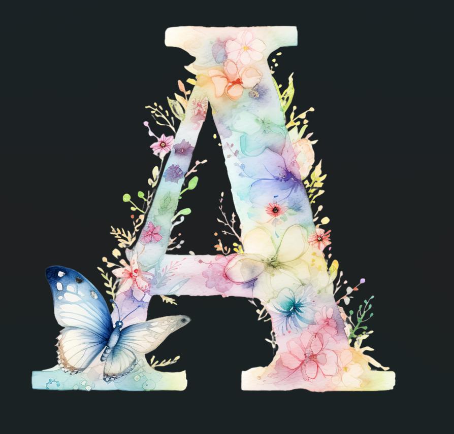 Pastel Butterfly Alphabet Clipart - Watercolor Floral Letters for ...