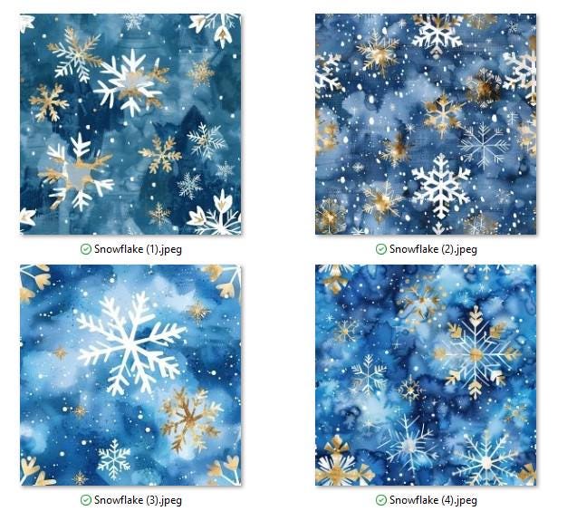 Blue Gold Snowflake Digital Paper: Winter Texture (commercial Use ...