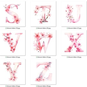 Cherry Blossom Watercolor Alphabet Floral Spring Letters Clipart Set ...