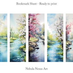 10 Watercolor Spring Landscape Printable Bookmarks Digital Download JPG ...