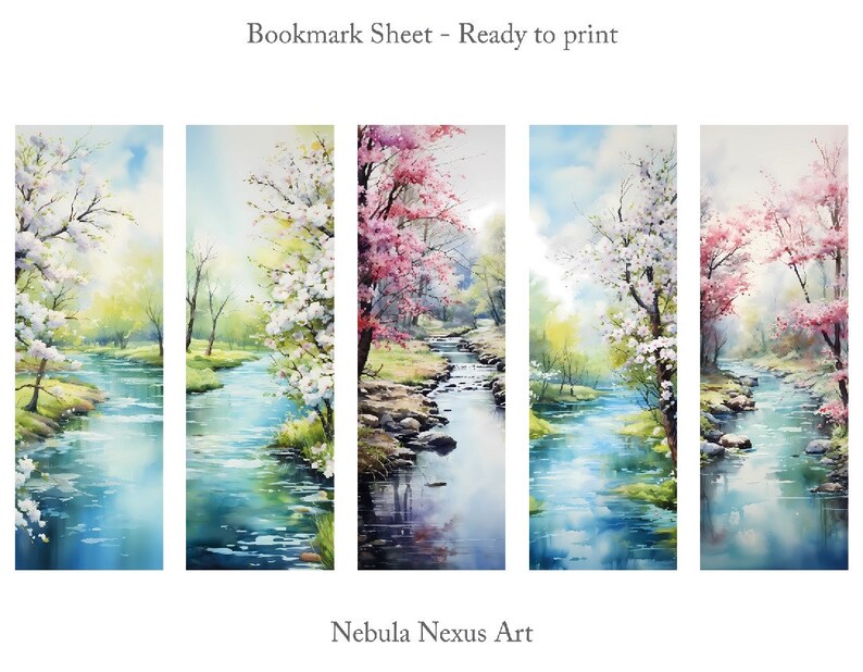 10 Watercolor Spring Landscape Printable Bookmarks Digital - Etsy