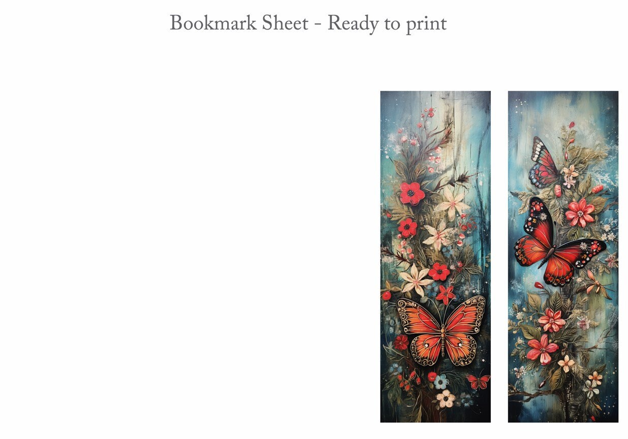 Watercolor Butterfly Printable Bookmarks Digital Download JPG Bookmark ...