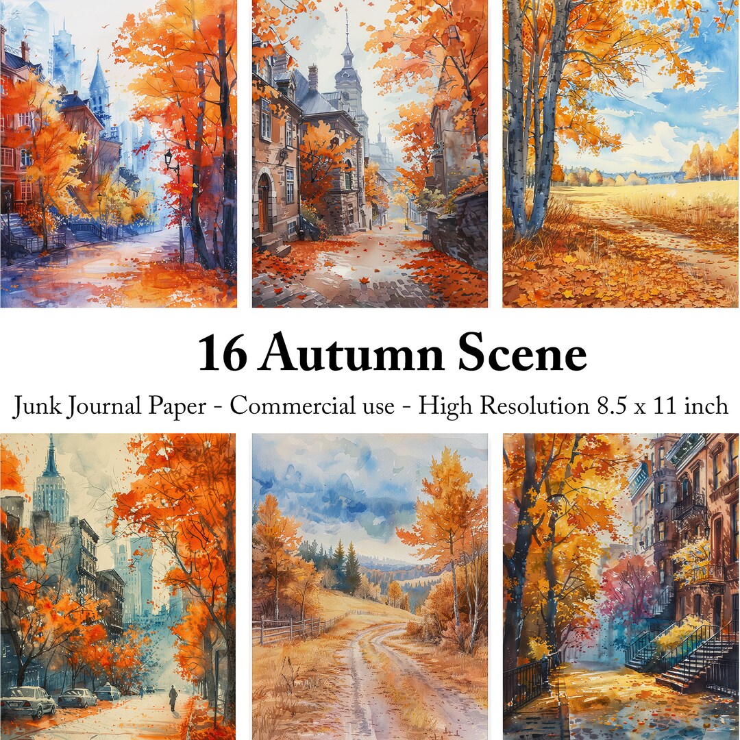 Scenic Autumn Junk Journal Pages | Scrapbooking Fall Crafts Printable ...