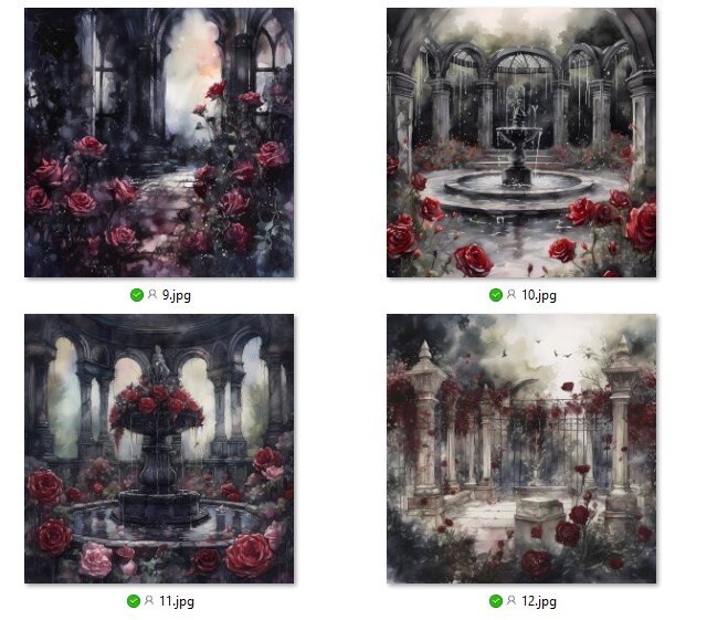 Gothic Red Rose Garden Digital Papers: Dark Academia's Romantic Essence ...