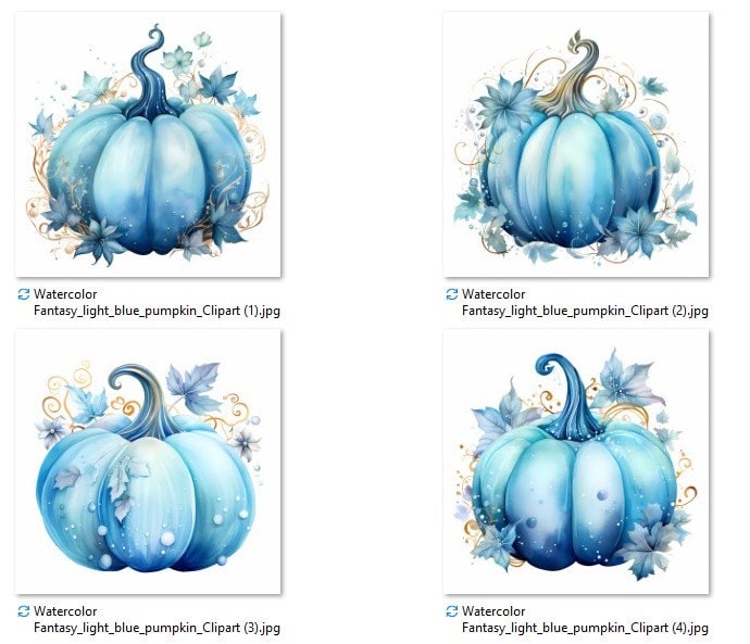 Blue Watercolor Pumpkin Clipart: Fall PNG Bundle (digital Download) - Etsy