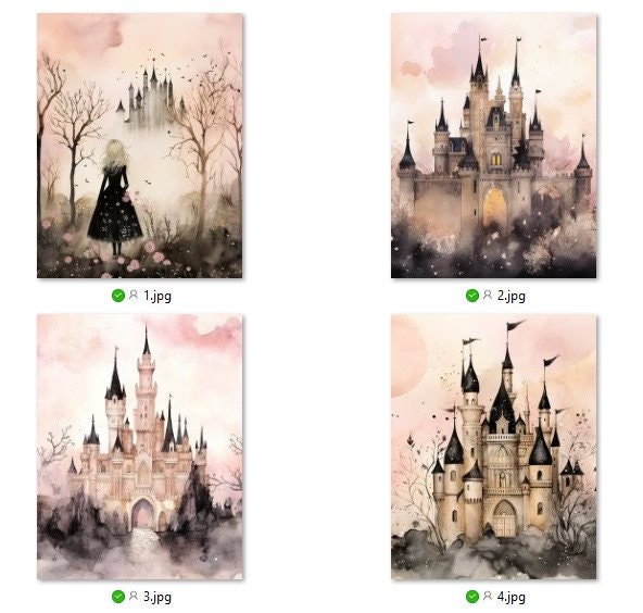 Printable Pink Gothic Princess Digital Paper, Princess Castle ...