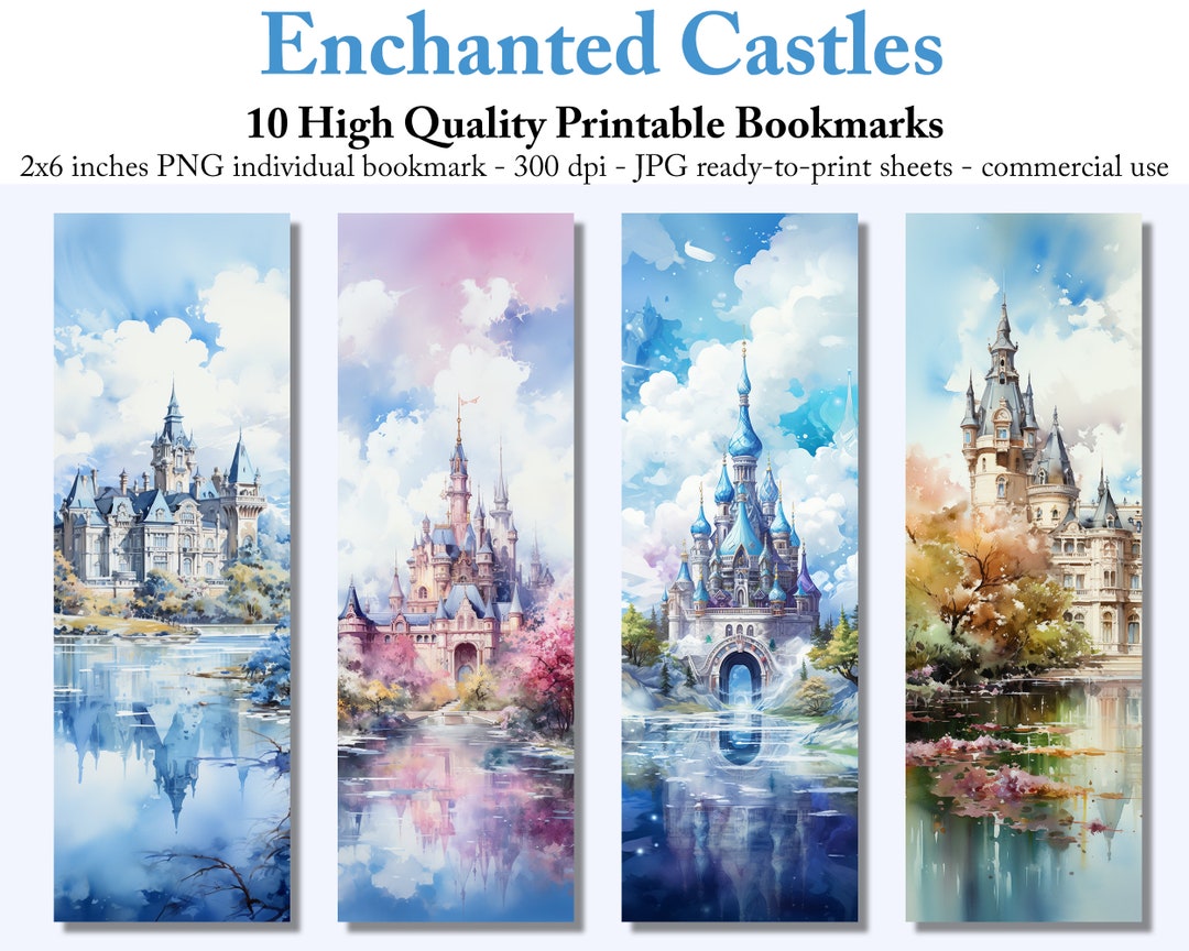 Enchanted Castles Printable Bookmark Bundle: Fairytales Watercolor ...