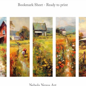 20 Rustic Farmhouse Bookmark Set - Countryside Scenery Art Printable ...