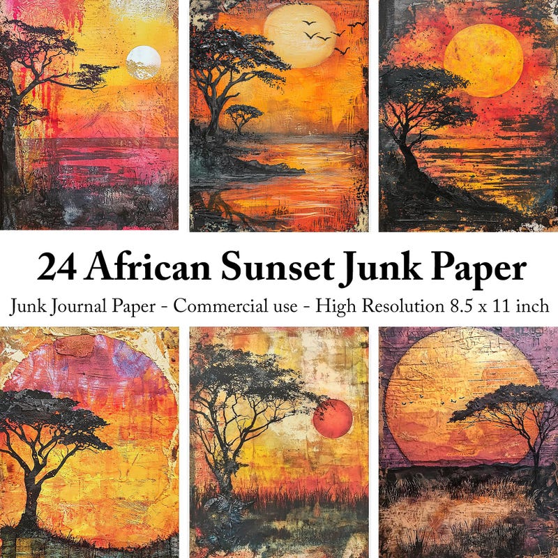Africa Sunset Painting - Etsy