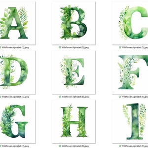 Watercolor Wildflower Alphabet Clipart: Floral Letters A-Z (PNG & JPG ...