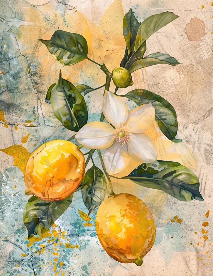 Vintage Lemon Digital Paper: Citrus Scrapbook Collage (digital Download ...