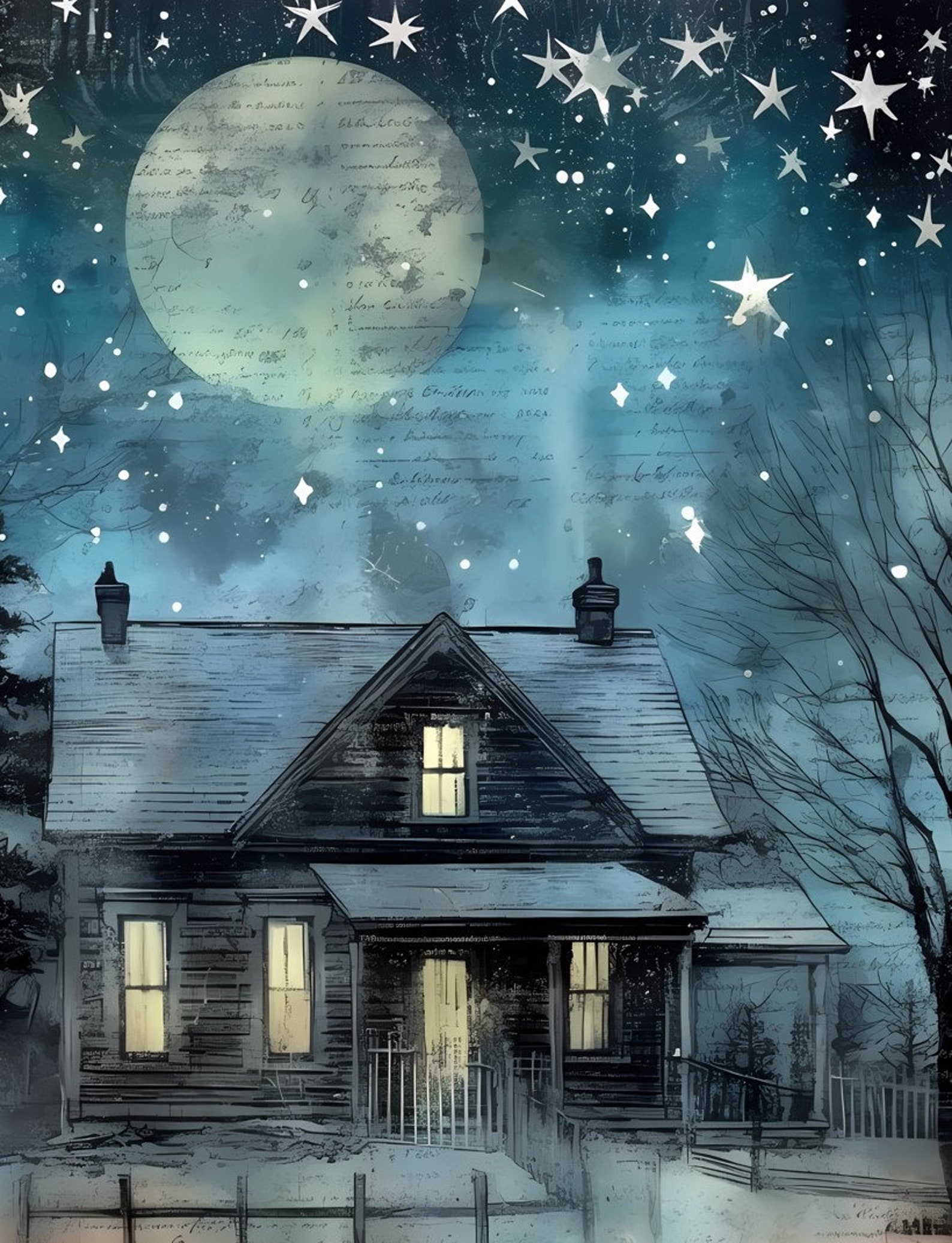 Celestial Moon Junk Journal Pages, Starry Night Collage Sheets, Digital ...