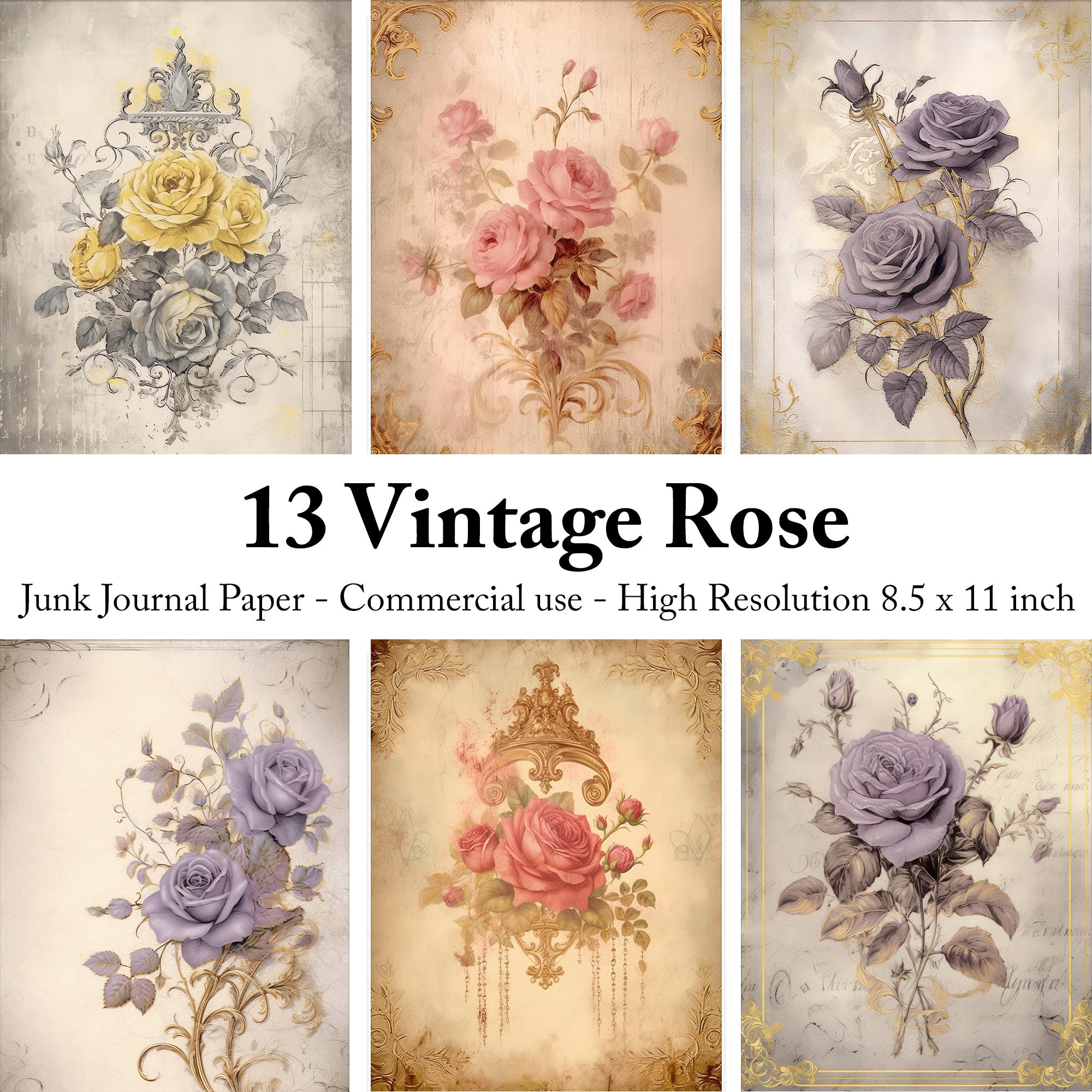 Vintage Rose Digital Paper: Romantic Scrapbook Ephemera (digital ...