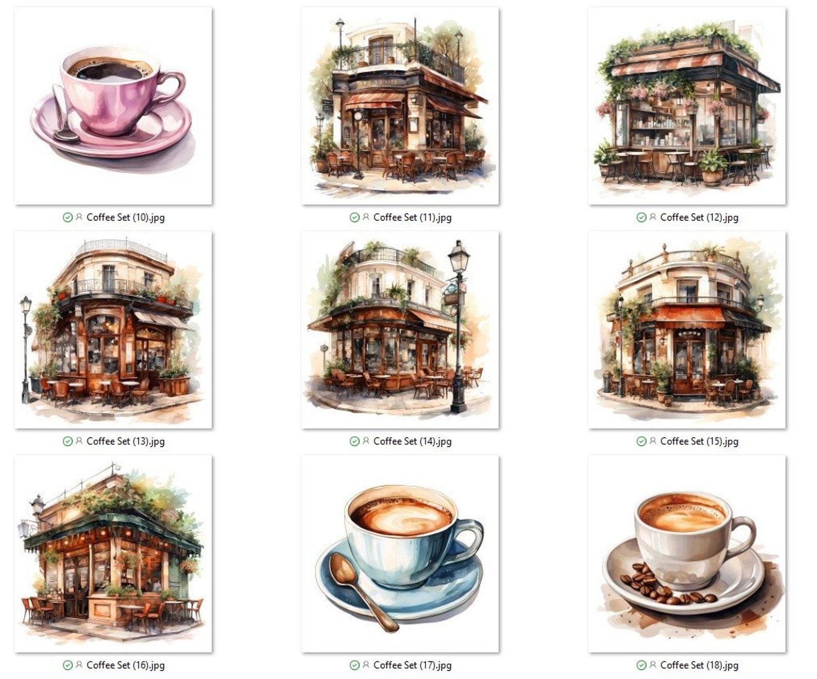 25 PNG Watercolour Coffee Shop Clipart Coffee PNG Digital Image ...