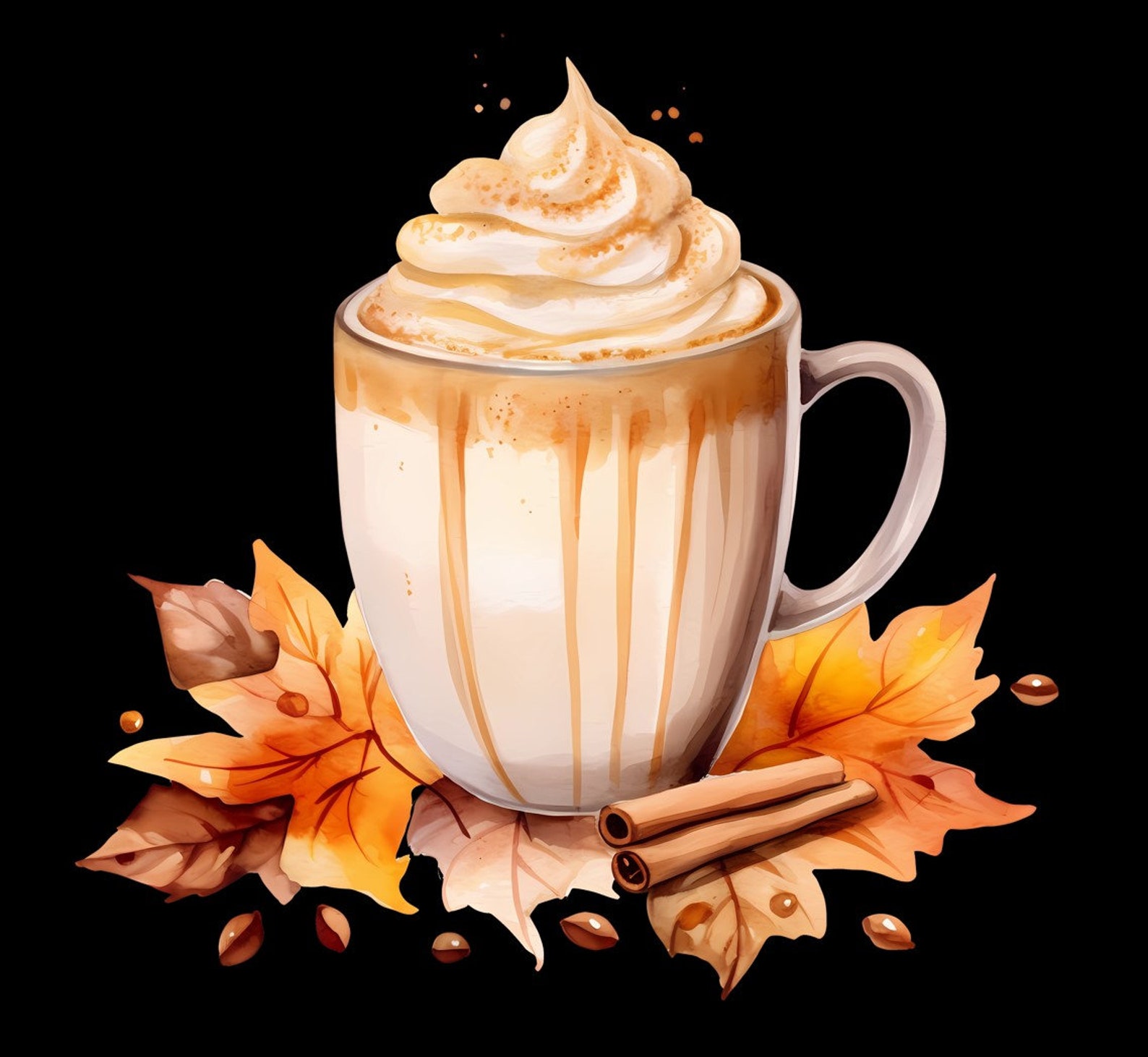 14 Watercolor Fall Coffee Clipart Autumn Clip Art Thanksgiving Cozy ...