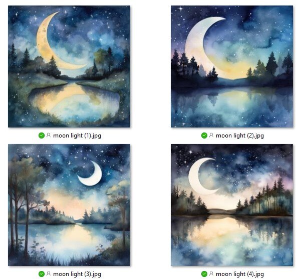 Moonlit Nightscapes Digital Paper: Watercolor Forest Backgrounds ...