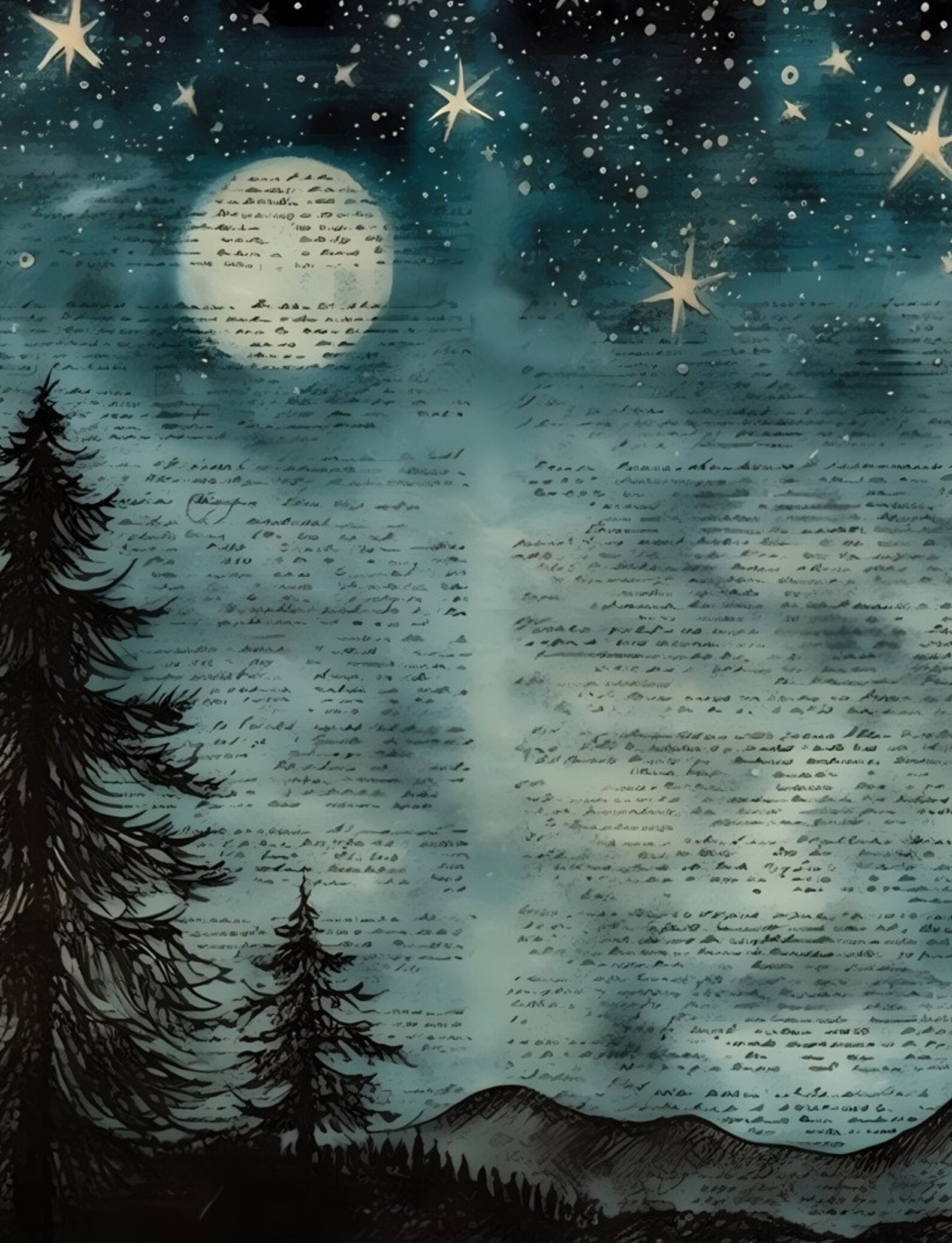 Celestial Moon Junk Journal Pages, Starry Night Collage Sheets, Digital ...