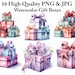 Watercolor Gift Boxes Clipart PNG Bundle, Party Clipart, Present ...