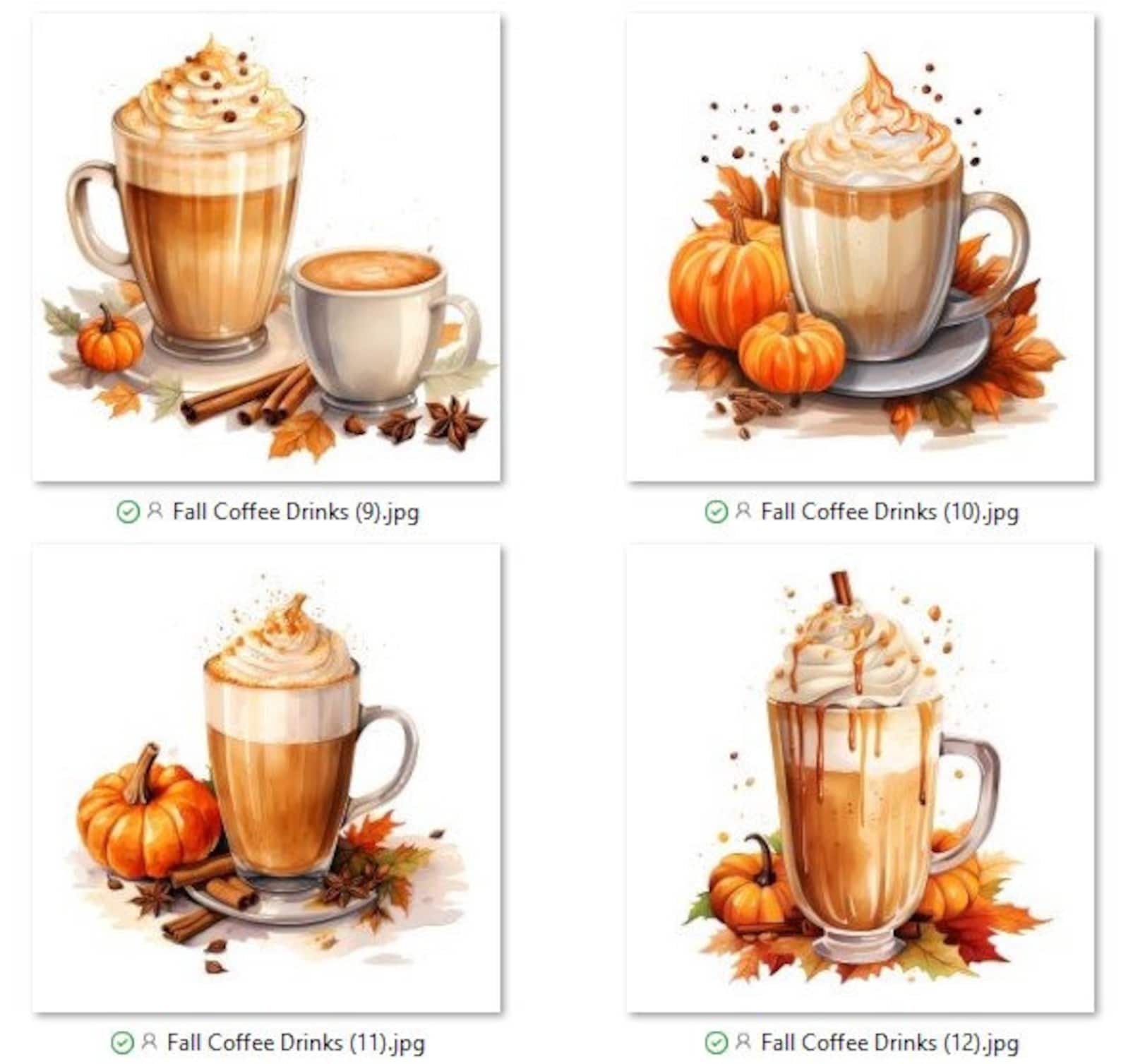 14 Watercolor Fall Coffee Clipart Autumn Clip Art Thanksgiving Cozy ...