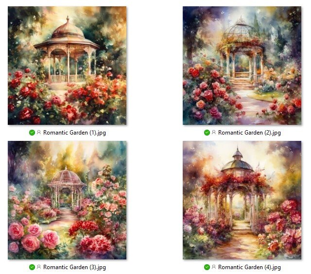 Enchanted Rose Arbor Digital Papers: Romantic Garden High-resolution ...