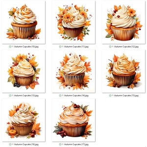 Autumn Cupcake Clipart Bundle: Watercolor Floral Designs (PNG & JPG) - Etsy