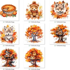 26 Watercolor Fall Clipart Autumn Clip PNG Bundle Art Nature Landscape ...