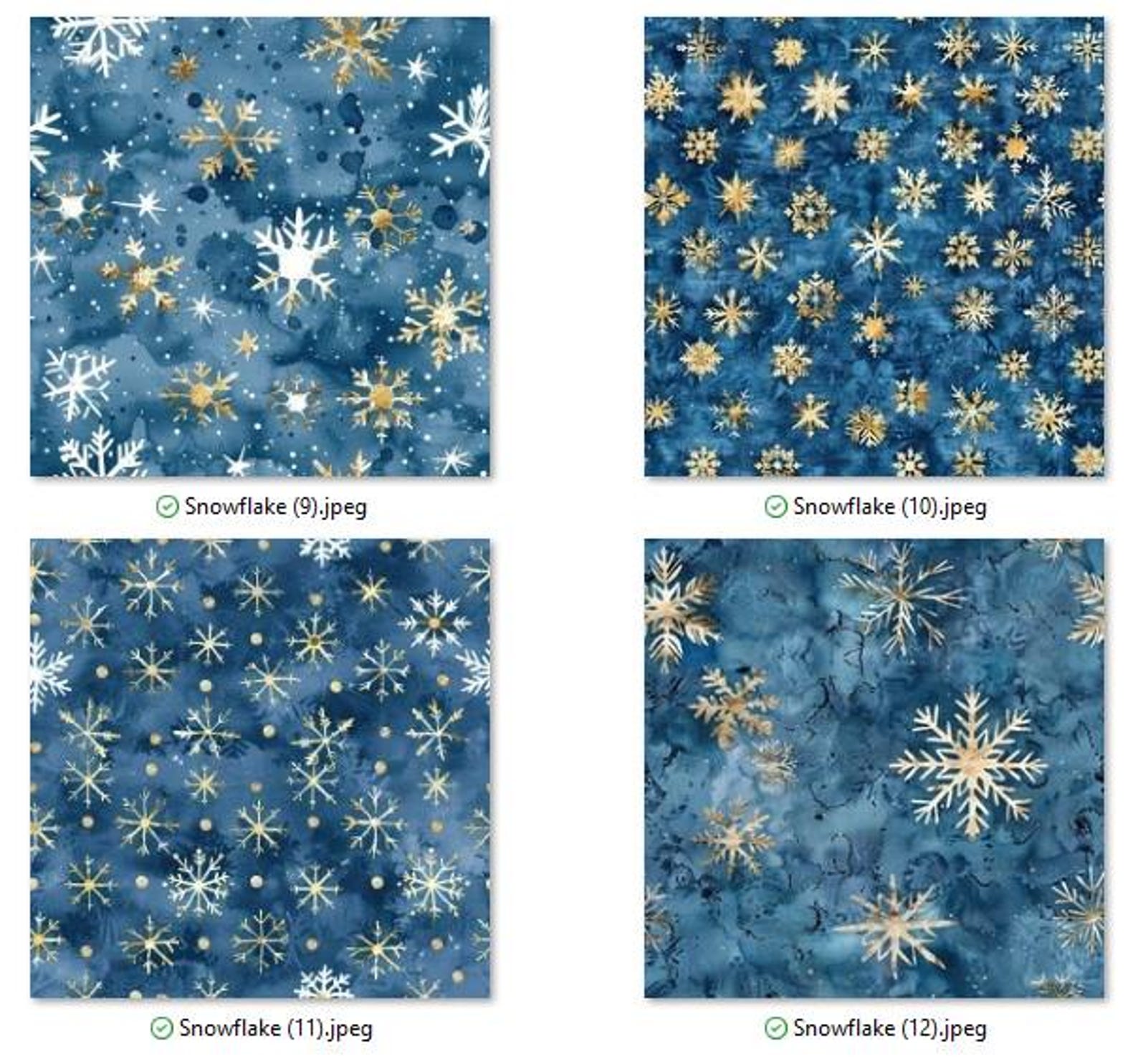 Blue Gold Snowflake Digital Paper: Winter Texture (commercial Use ...