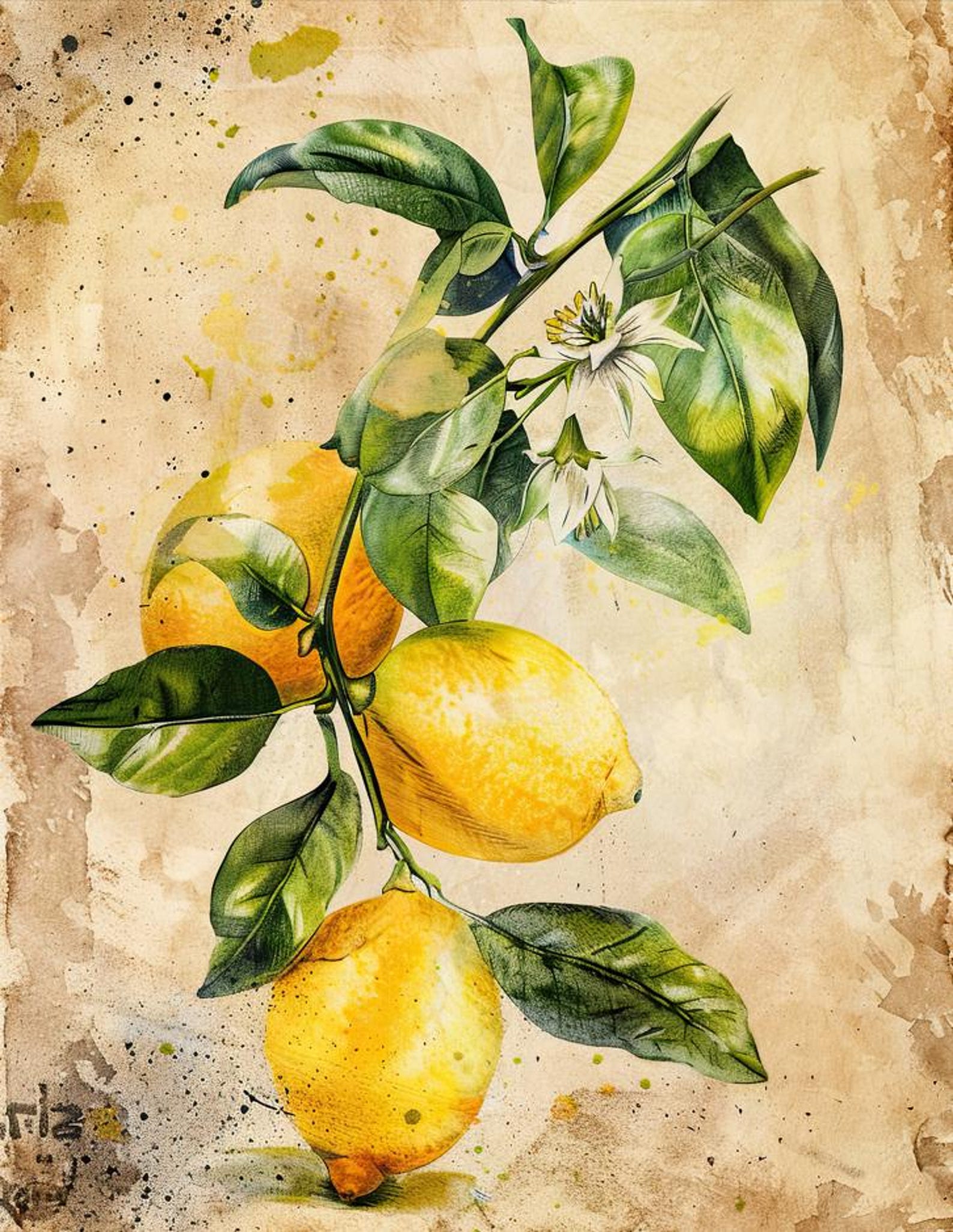 Vintage Lemon Digital Paper: Citrus Scrapbook Collage (digital Download ...