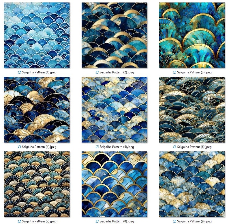 Japanese Seigaiha Pattern Digital Paper Pack, Instant Download ...