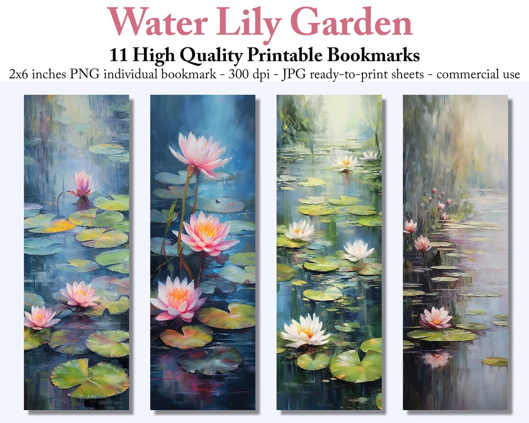 Zen Pond Water Lily Bookmarks - High-resolution Printable Reading ...