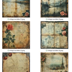 Printable Parisian Vintage Rose Letter Papers, Vintage Romantic Digital ...