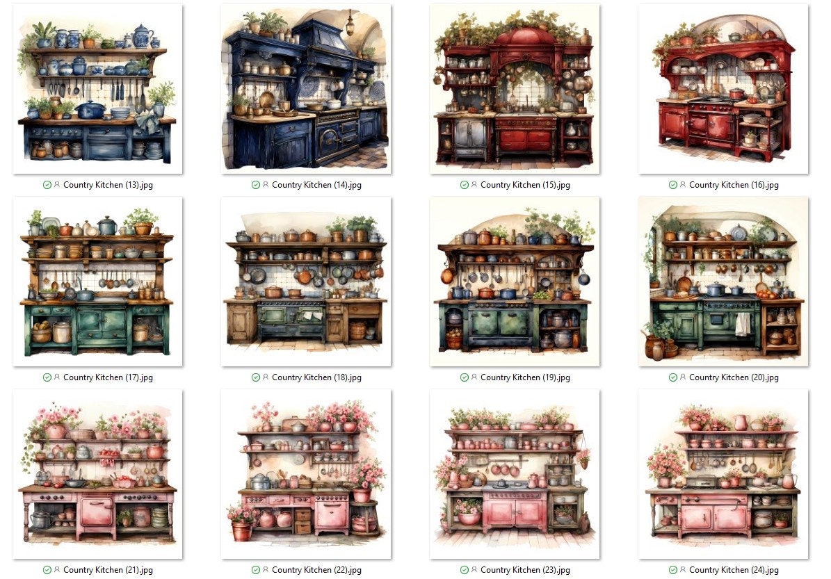 35 Watercolor Country Kitchen Clipart, High Quality Jpegs and Pngs ...
