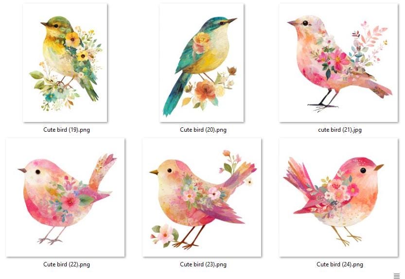Watercolor Floral Bird Clipart Bundle: Spring Ephemera (PNG JPG Digital ...