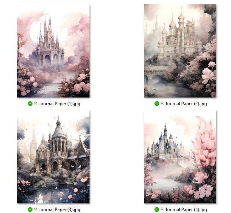 Pink Gothic Castle Junk Journal Paper: Fairytale Scrapbook (digital ...