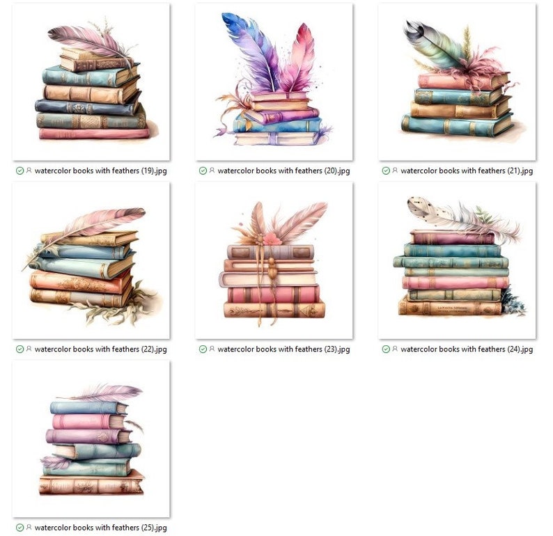 25 PNG Watercolor Feather Books Clipart Book Clip Art Book - Etsy