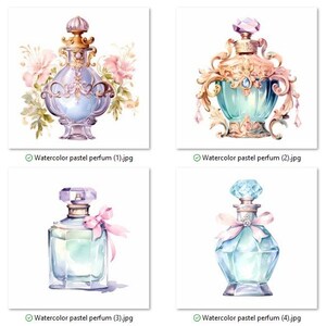 25 PNG Vintage Perfume Bottles Watercolor Clipart, Cute Art, Pastel ...