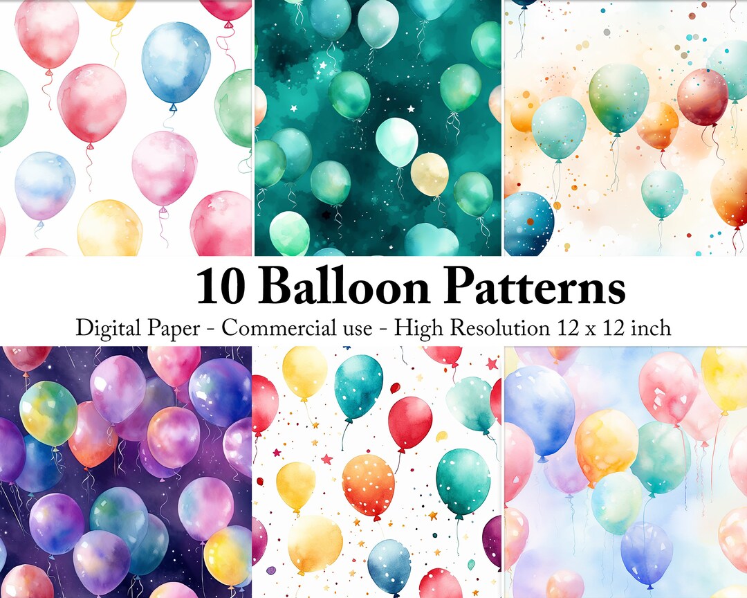 Balloon Fiesta Digital Papers: Seamless Party Patterns (PNG & JPG) - Etsy