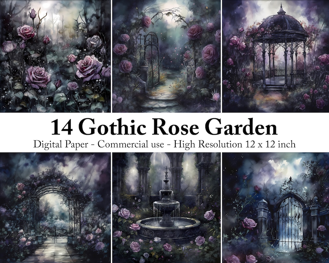 Gothic Rose Garden Digital Papers: Dark Academia Enchanted Florals ...