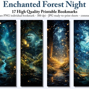 Enchanted Forest Night Sky Bookmarks: Fantasy Art (digital Download) - Etsy