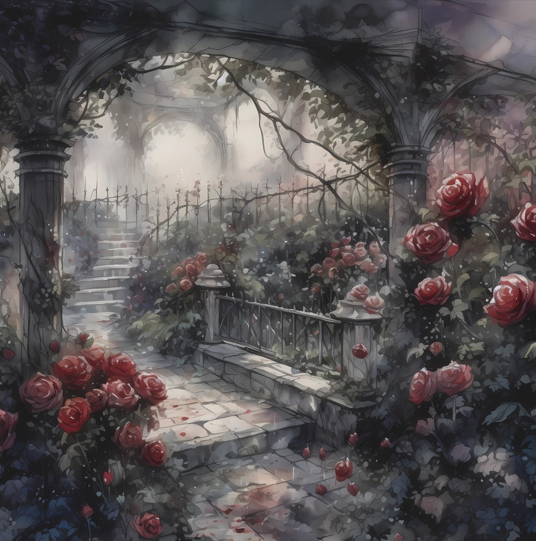Gothic Red Rose Garden Digital Papers: Dark Academia's Romantic Essence ...