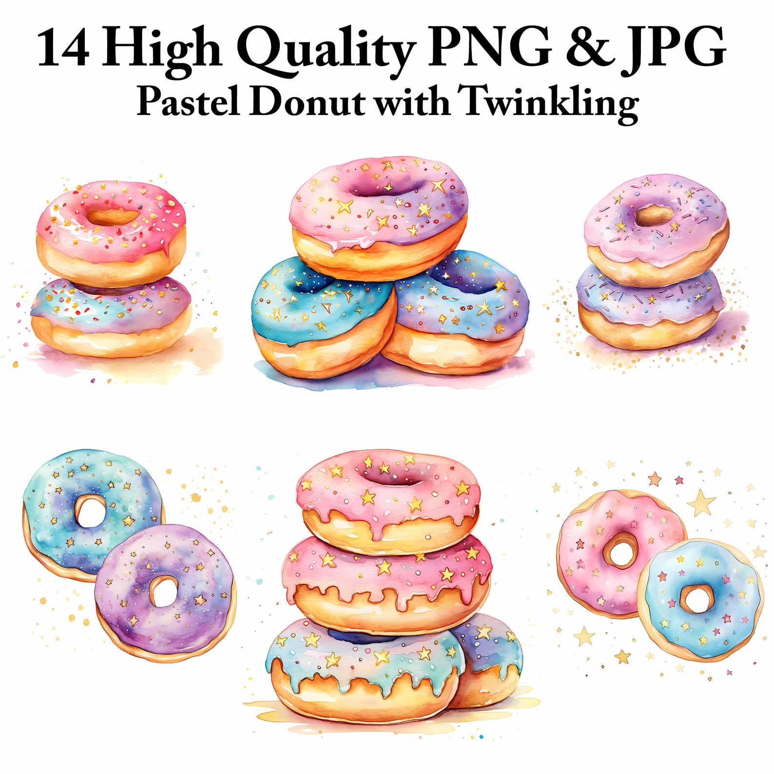 14 PNG Watercolor Donuts Clipart, Donut Clip Art, Dessert Clipart ...