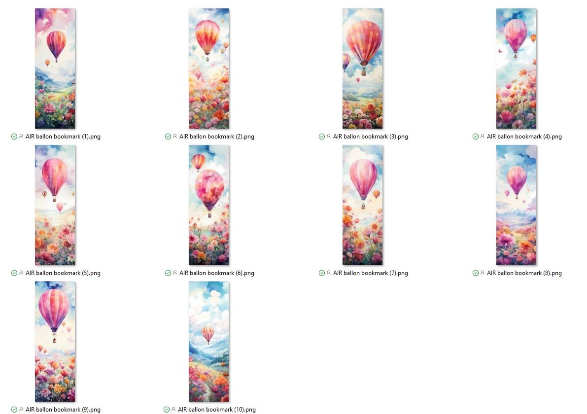 10 Watercolor Hot Air Balloon Printable Bookmarks Digital - Etsy