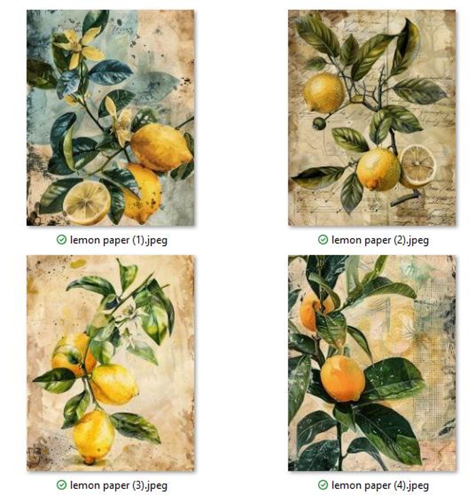 Vintage Lemon Digital Paper: Citrus Scrapbook Collage (digital Download ...