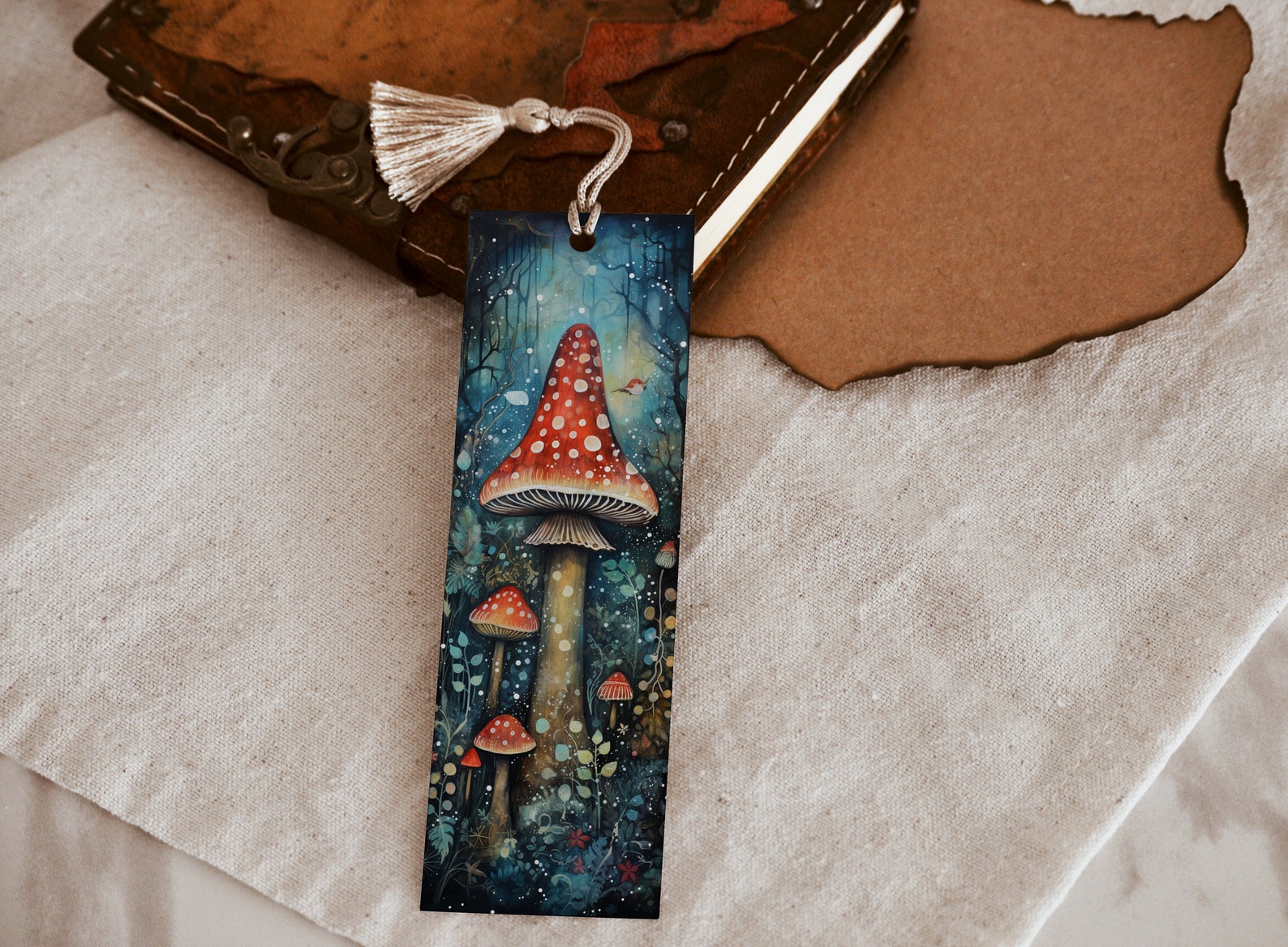 Watercolor Winter Whimsical Mushrooms Printable Bookmarks Digital ...