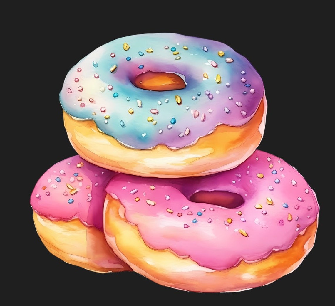 14 PNG Watercolor Donuts Clipart, Donut Clip Art, Dessert Clipart ...
