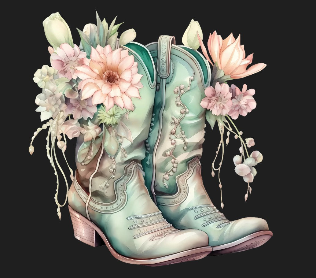 36 Country Boho Cowgirl Clipart Bundle: Watercolor Floral Western PNG ...