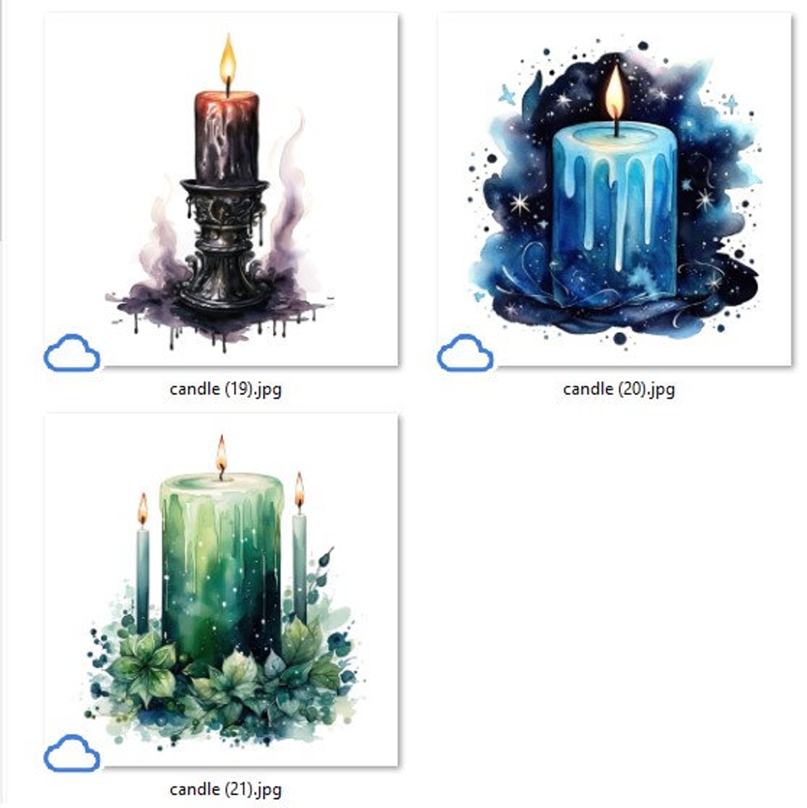 21 Enchanted Candle Watercolor Clipart Collection: Illuminating ...